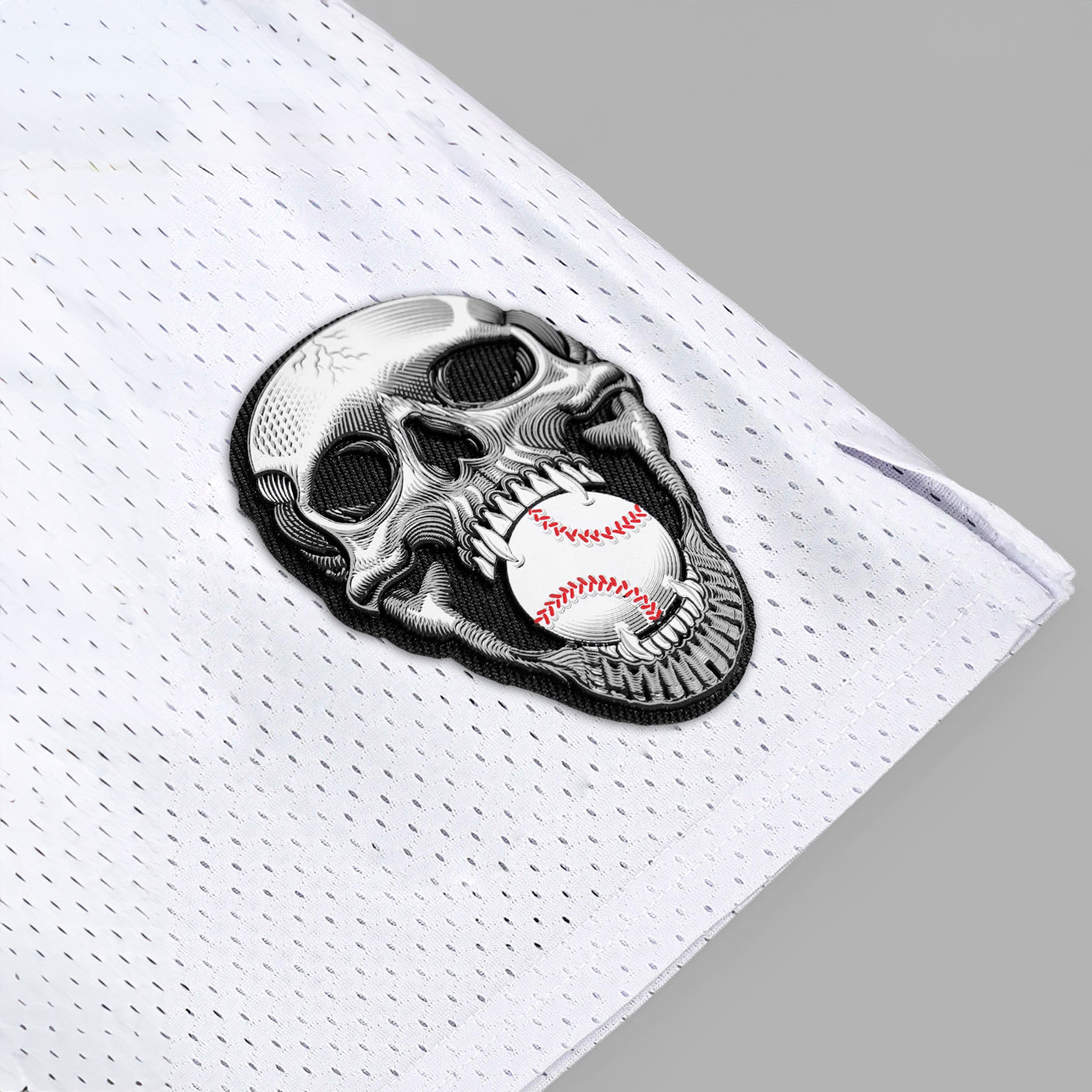 Baseball Skull Patch White Shorts - 7" – SLEEFS