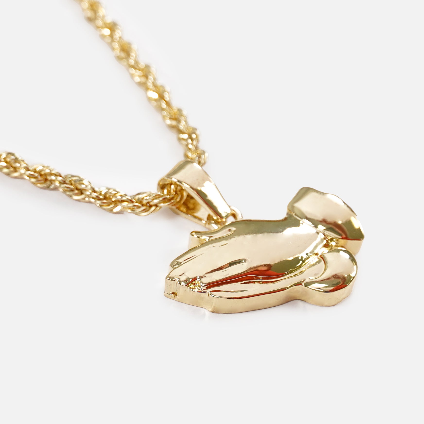 Praying Hands 1½" Pendant with Chain Necklace - Gold Plated Stainless – SLEEFS