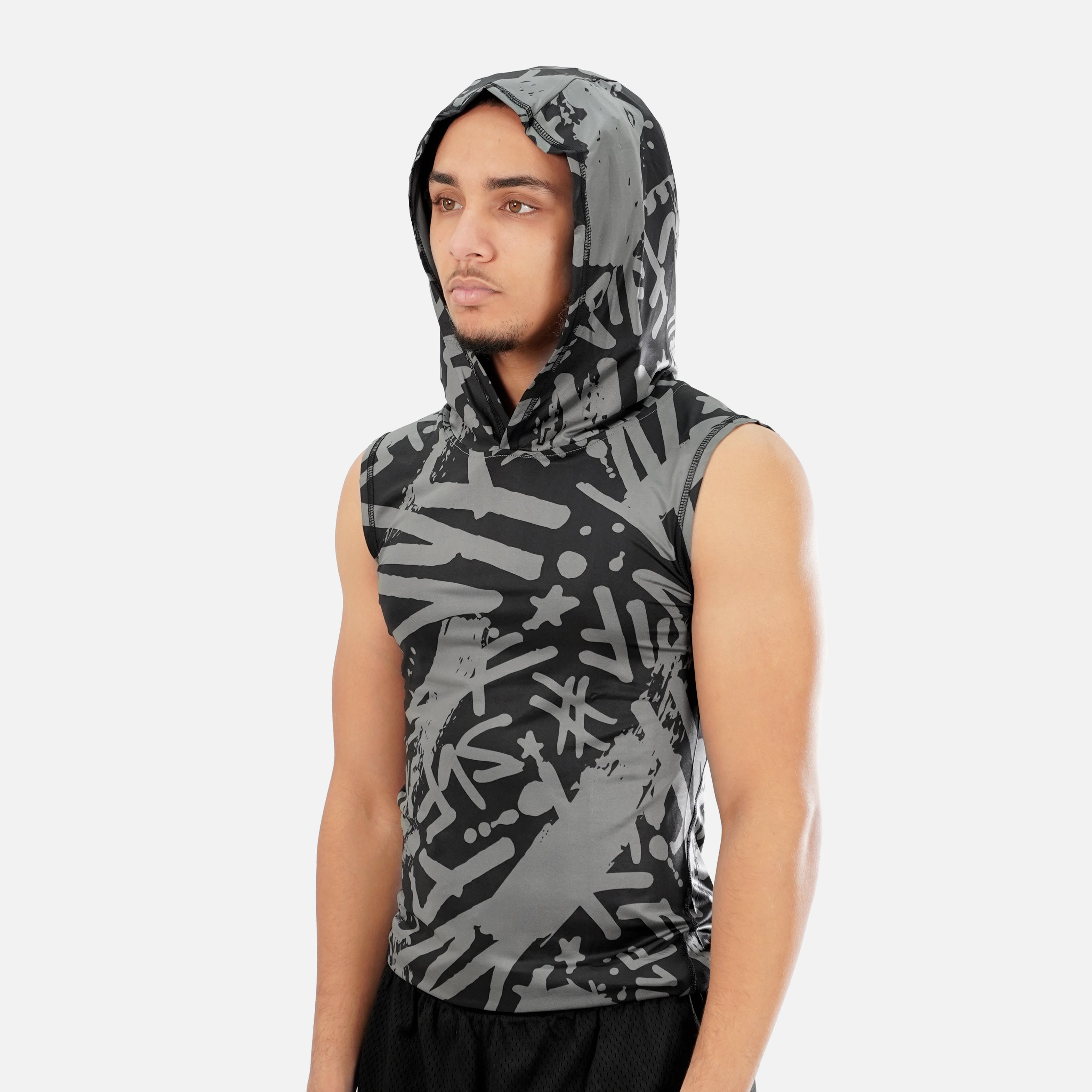 SLF Graffiti Brush Sleeveless Compression Hoodie – SLEEFS