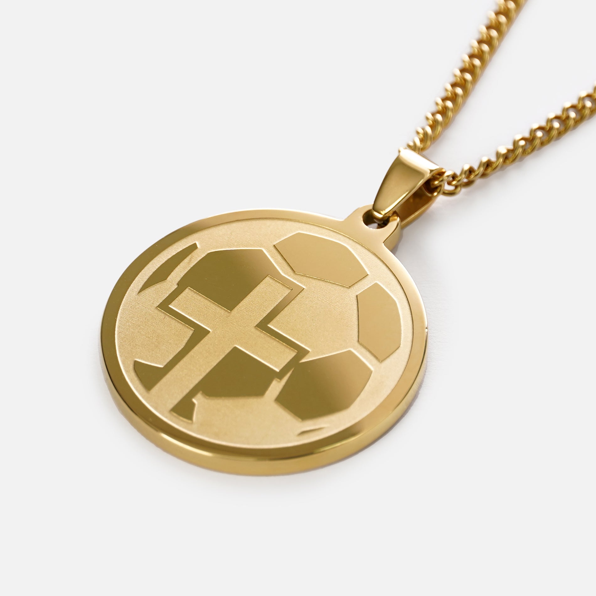 Soccer Faith Cross Pendant with Chain Necklace - Gold Plated Stainless ...
