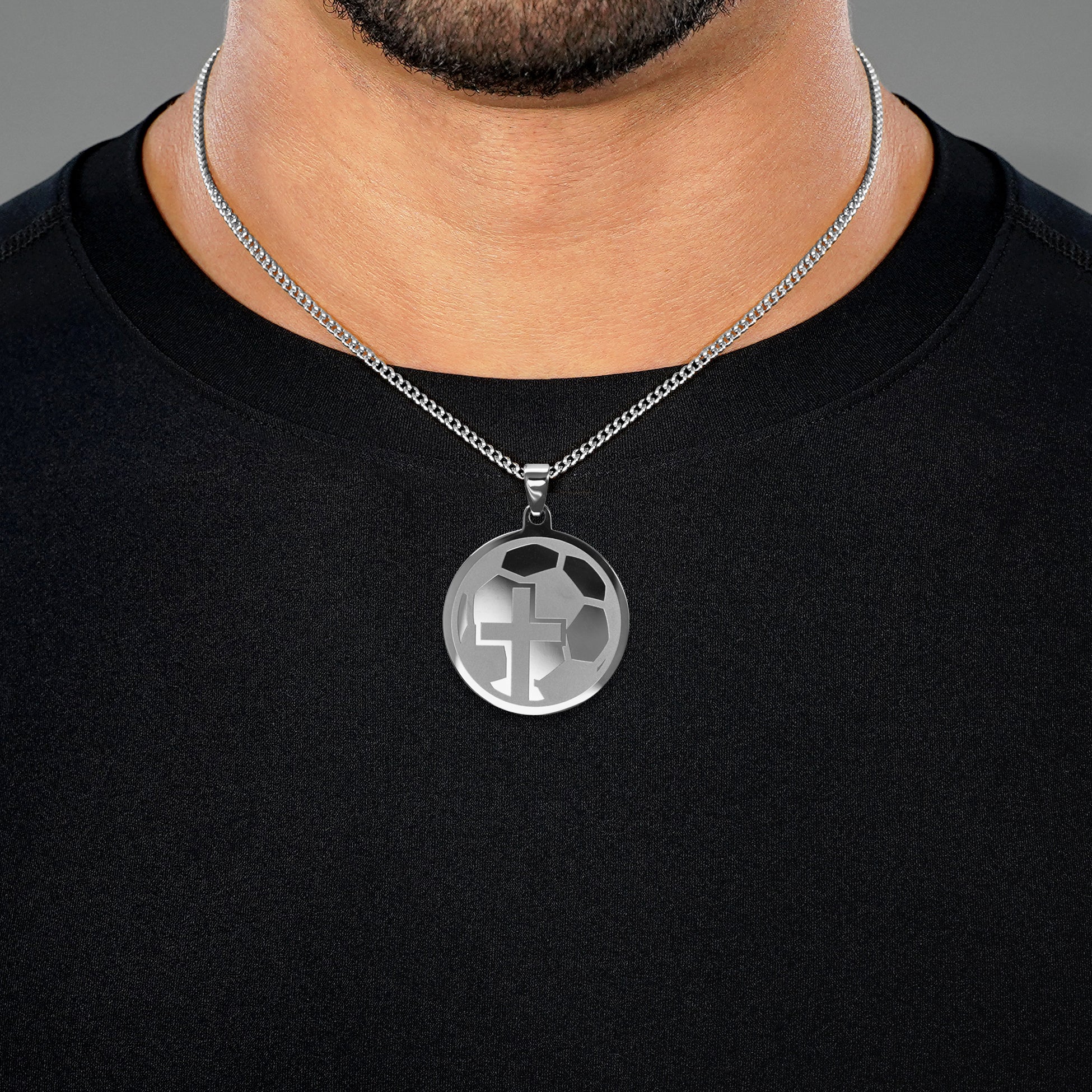 Soccer Faith Cross Pendant with Chain Necklace - Stainless Steel – SLEEFS