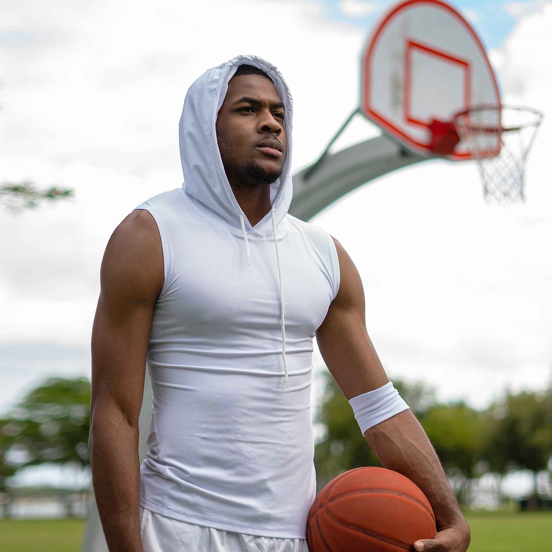 Basic White Sleeveless Compression Hoodie – SLEEFS