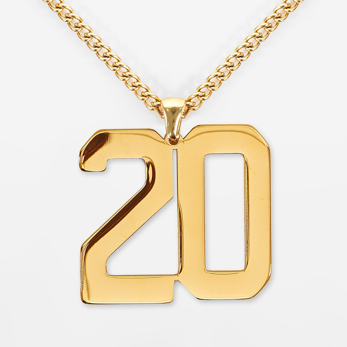 20 Number Pendant with Chain Kids Necklace - Gold Plated Stainless Ste ...