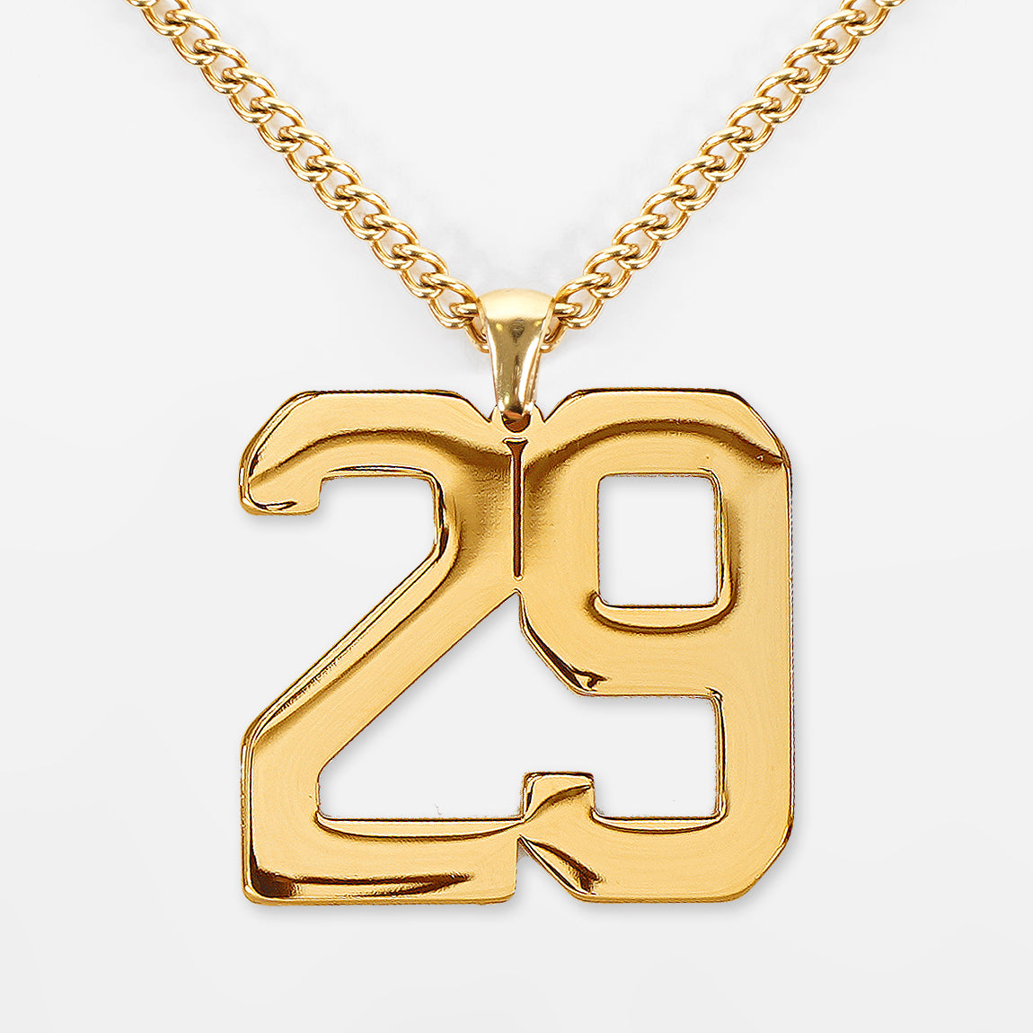 29 Number Pendant with Chain Necklace - Gold Plated Stainless Steel ...