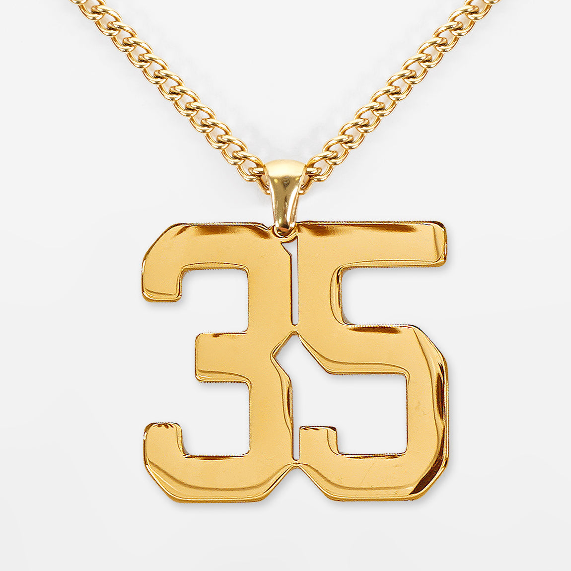 35 Number Pendant with Chain Kids Necklace - Gold Plated Stainless Ste ...