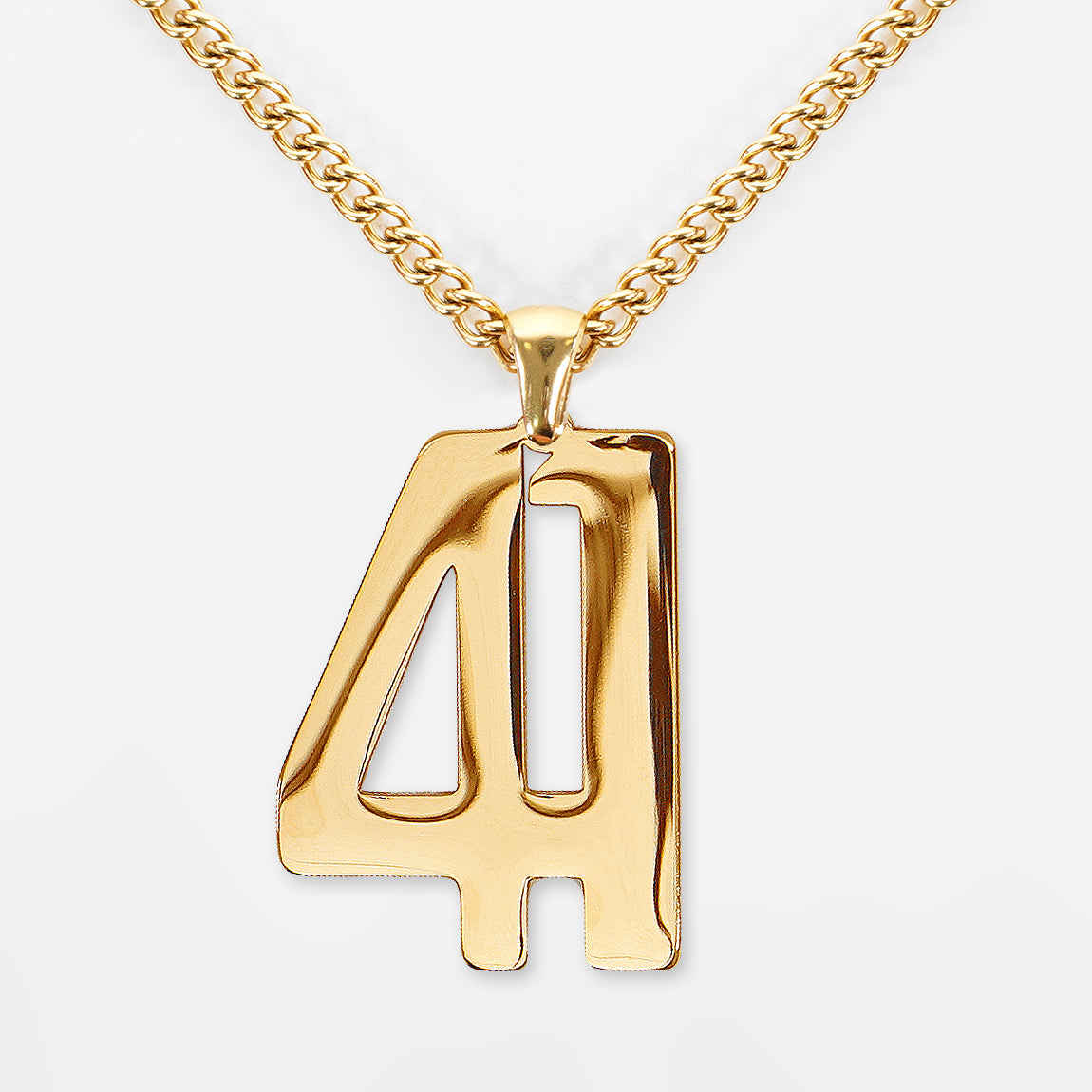 41 Number Pendant with Chain Necklace - Gold Plated Stainless Steel ...
