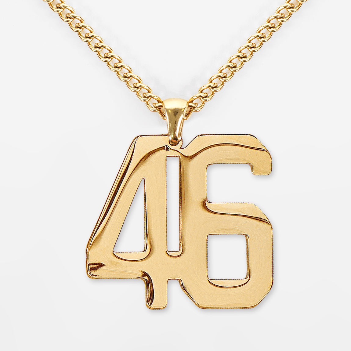 46 Number Pendant with Chain Kids Necklace - Gold Plated Stainless Ste ...