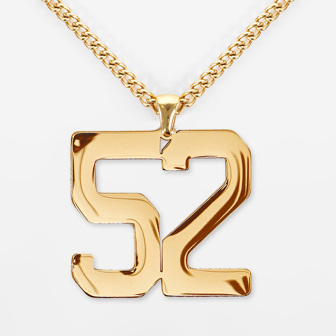 52 Number Pendant with Chain Necklace - Gold Plated Stainless Steel ...