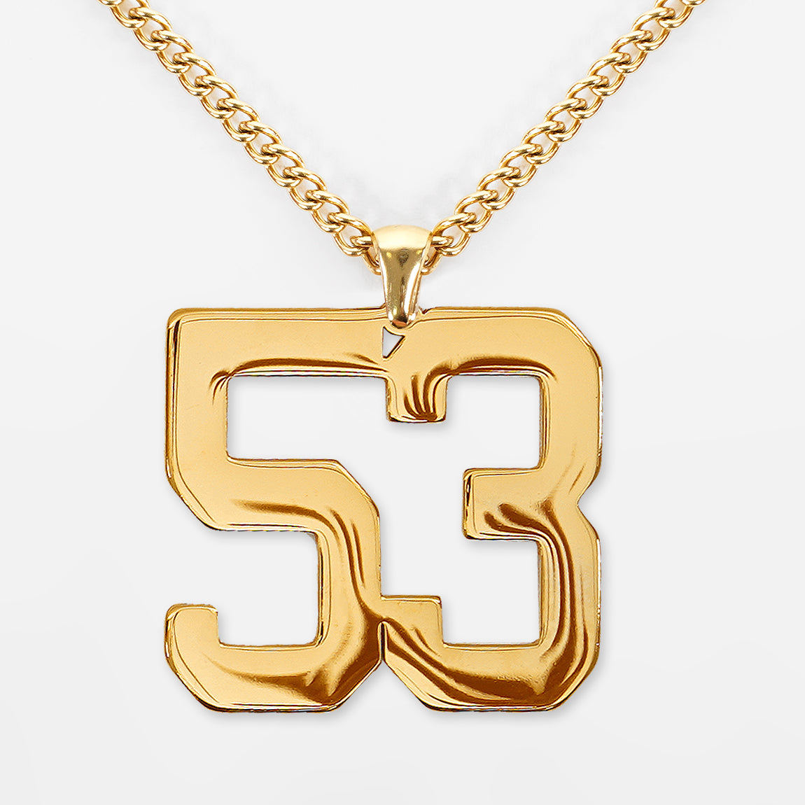 53 Number Pendant with Chain Necklace - Gold Plated Stainless Steel ...