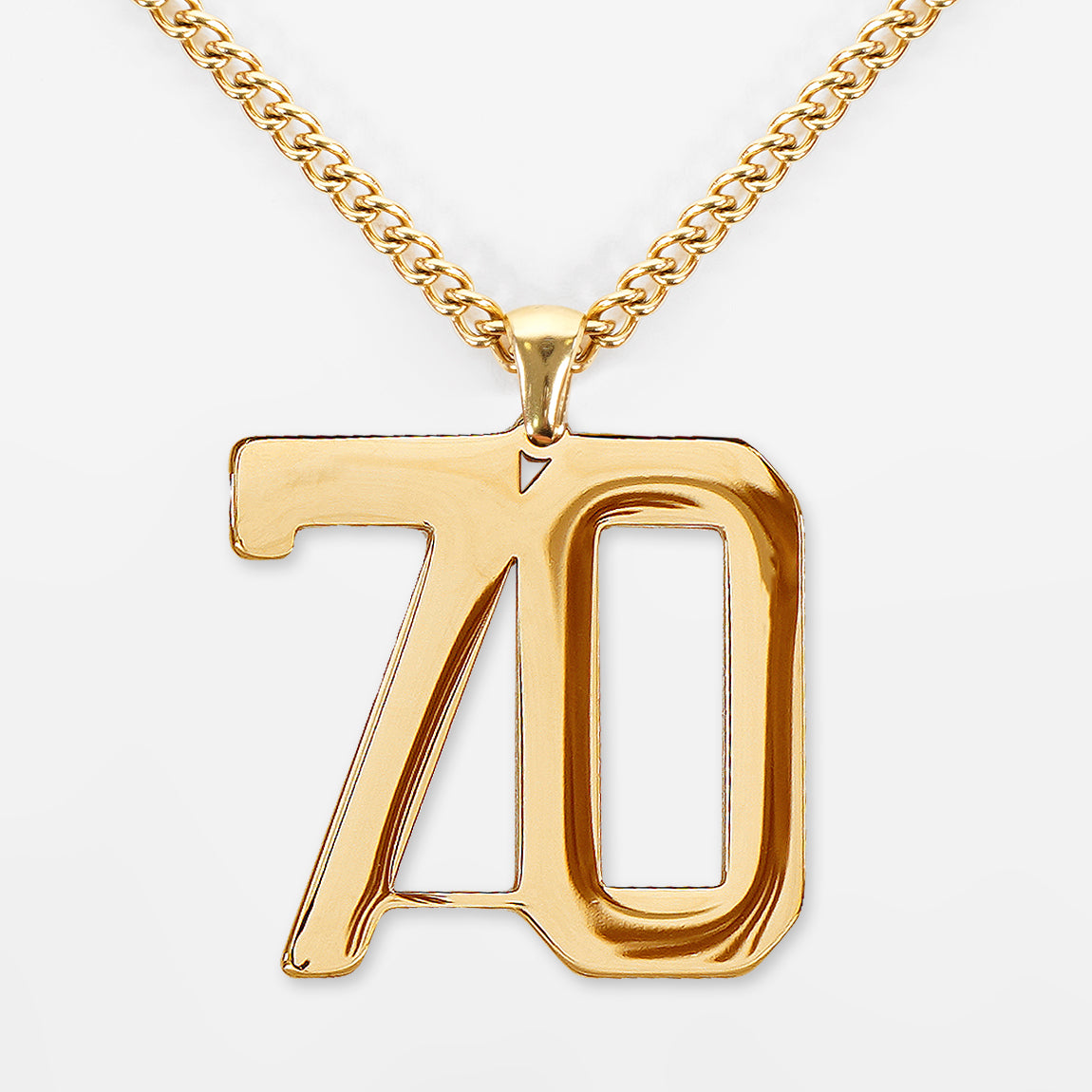 70 Number Pendant with Chain Necklace - Gold Plated Stainless Steel ...
