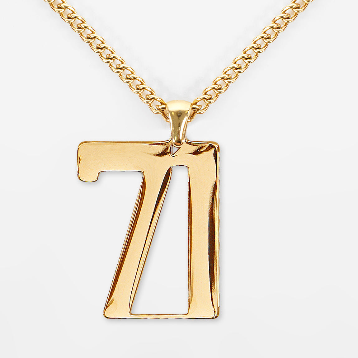 71 Number Pendant with Chain Necklace - Gold Plated Stainless Steel ...