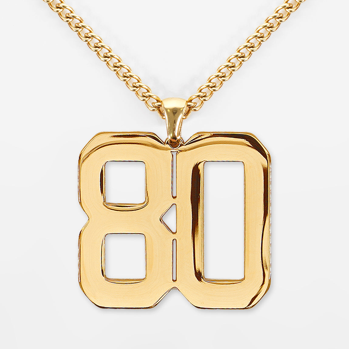 80 Number Pendant with Chain Necklace - Gold Plated Stainless Steel ...