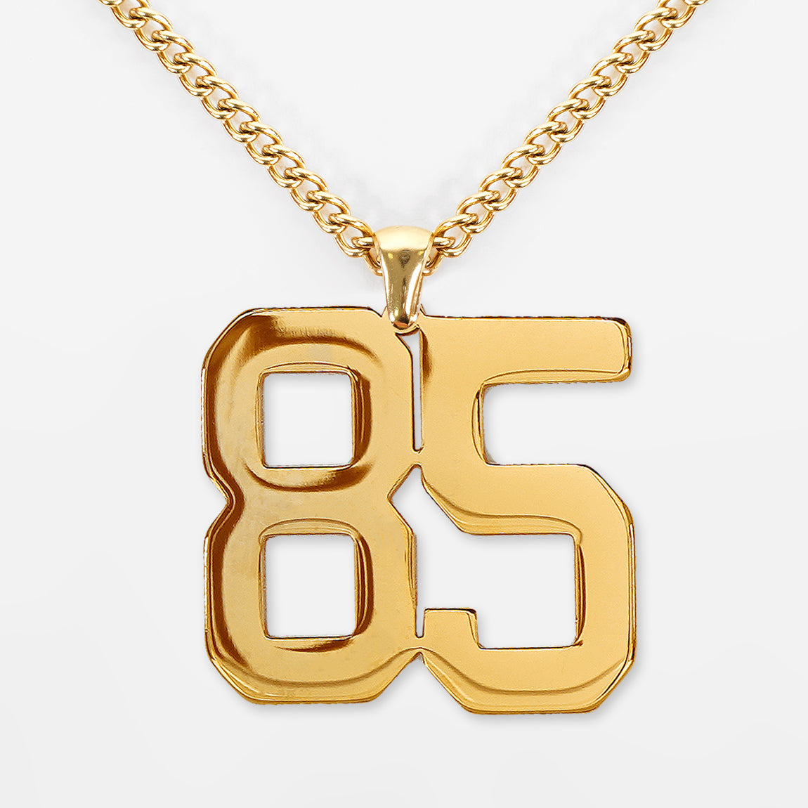 85 Number Pendant with Chain Necklace - Gold Plated Stainless Steel ...