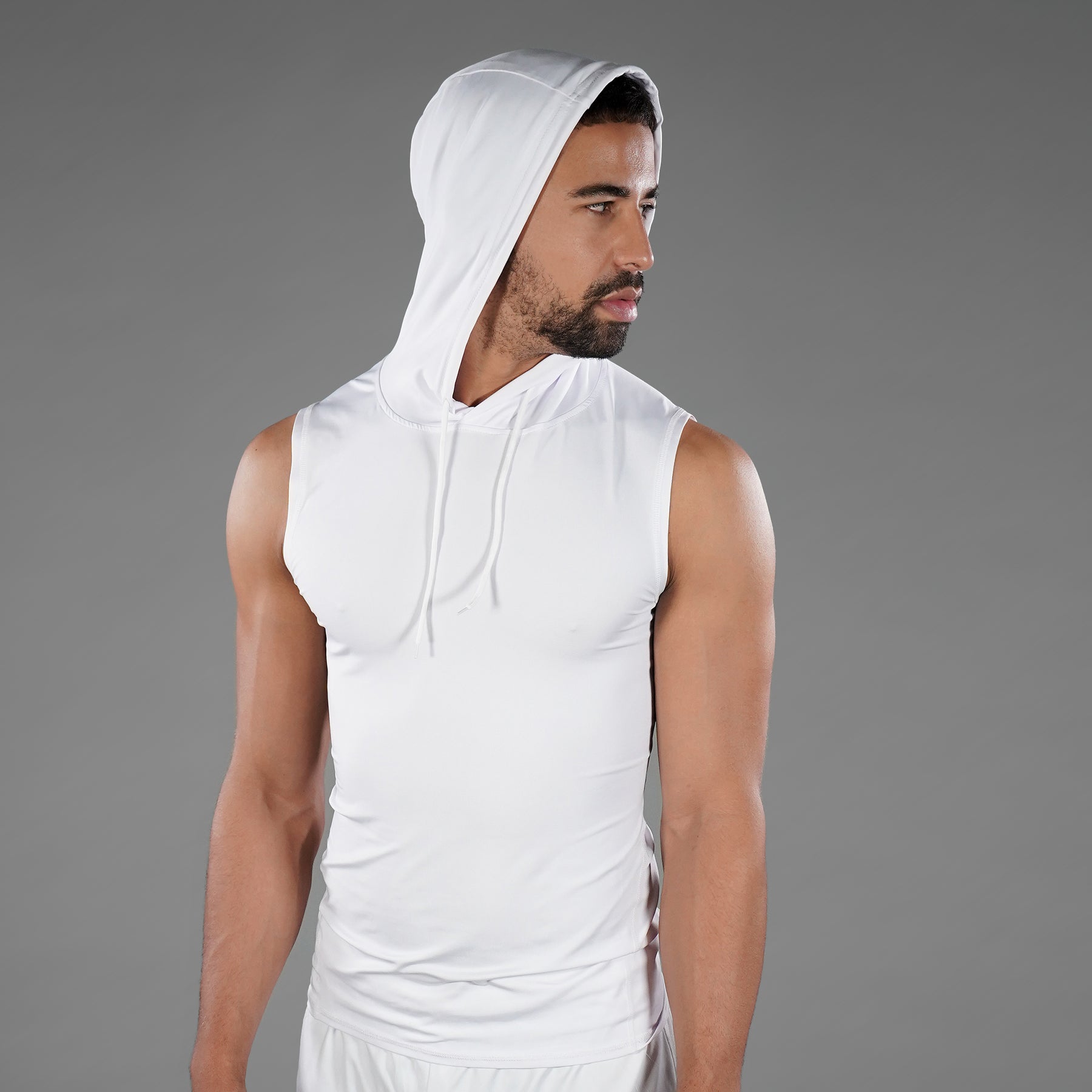 Basic White Sleeveless Compression Hoodie – SLEEFS