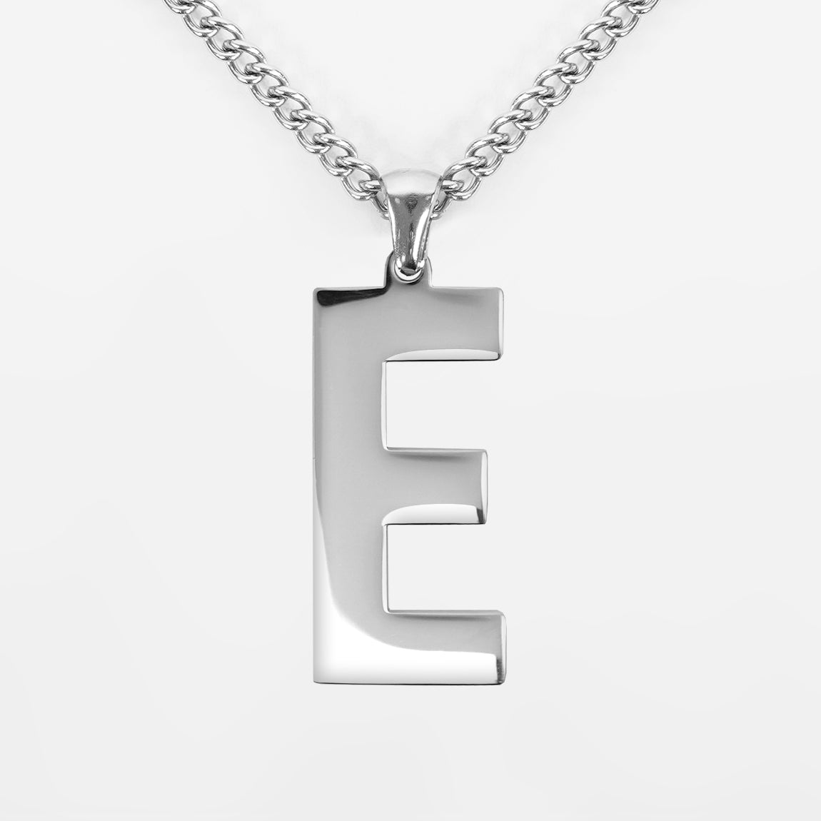 E Letter Pendant with Chain Necklace - Stainless Steel – SLEEFS