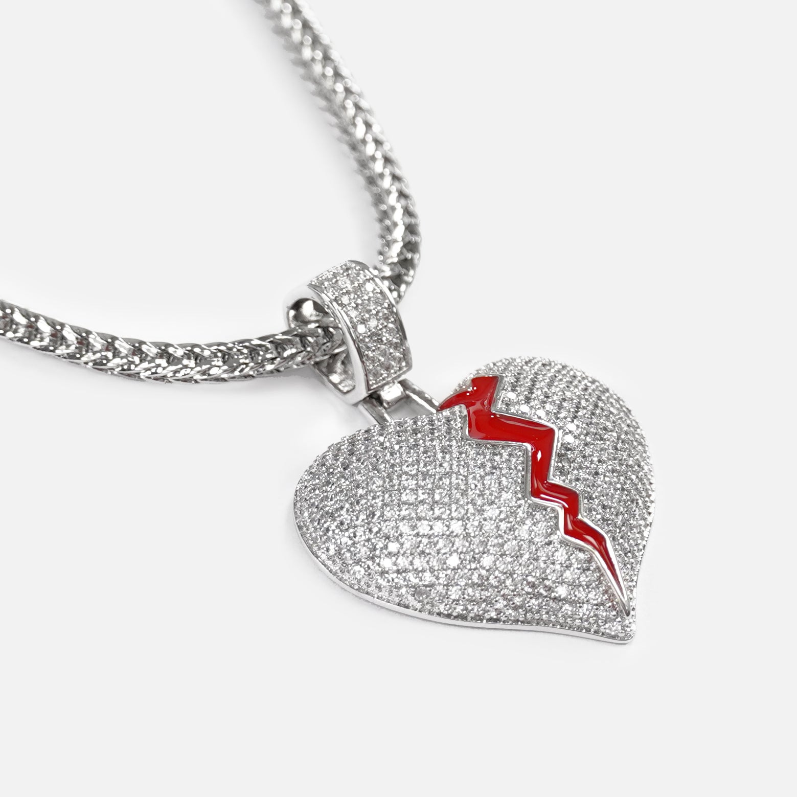 Silver BRKN Emoticon 1¼" Pendant with Chain Necklace - Stainless Steel – SLEEFS